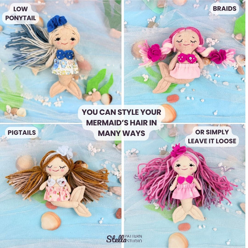 Mini Mermaid Doll - PDF sewing pattern and tutorial