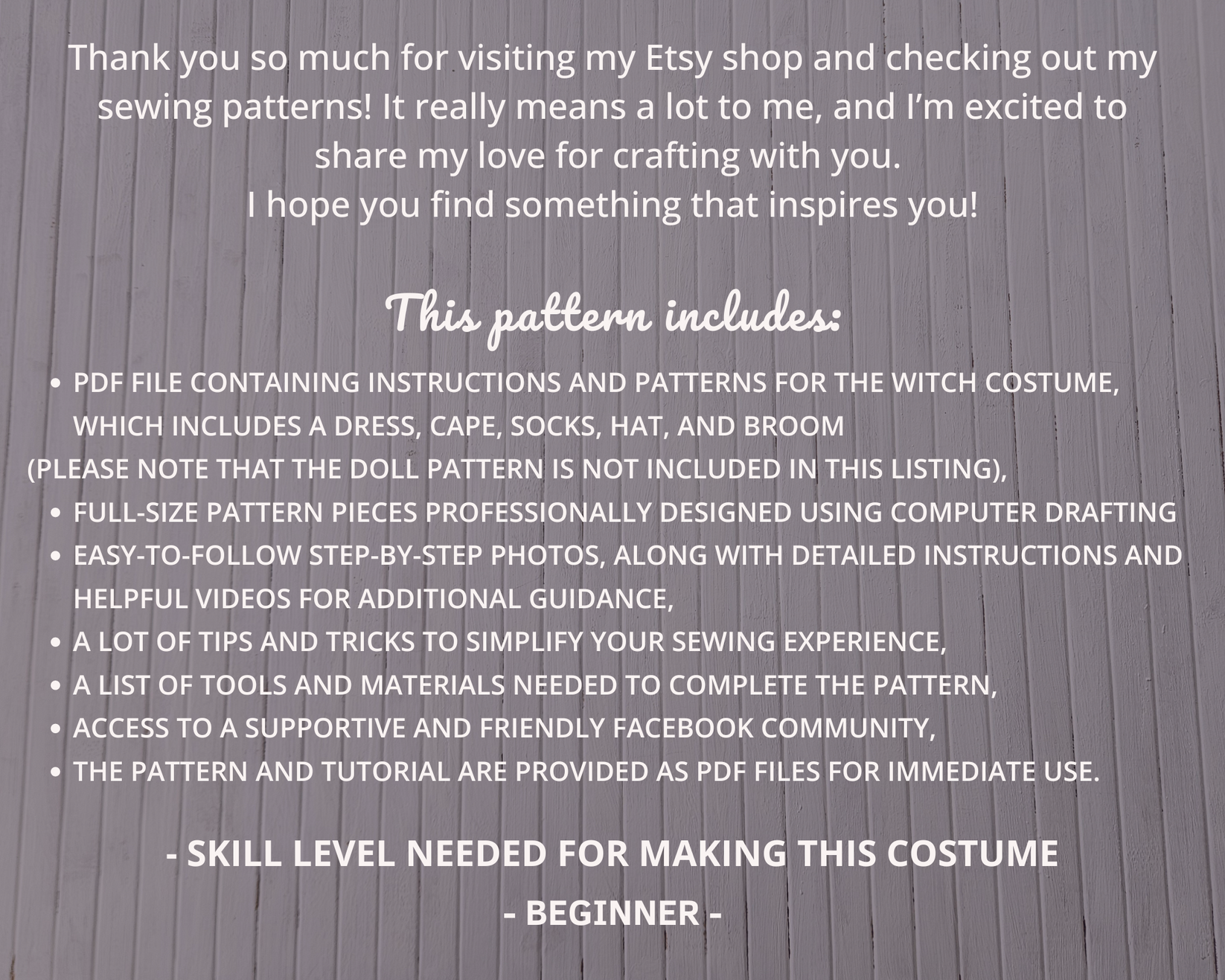 Witch costume - PDF sewing pattern and tutorial
